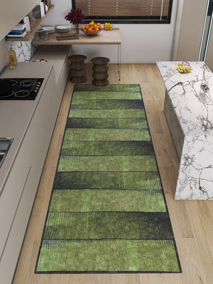 Regal Texture Checkered Green Washable Rug | JUSTRUG